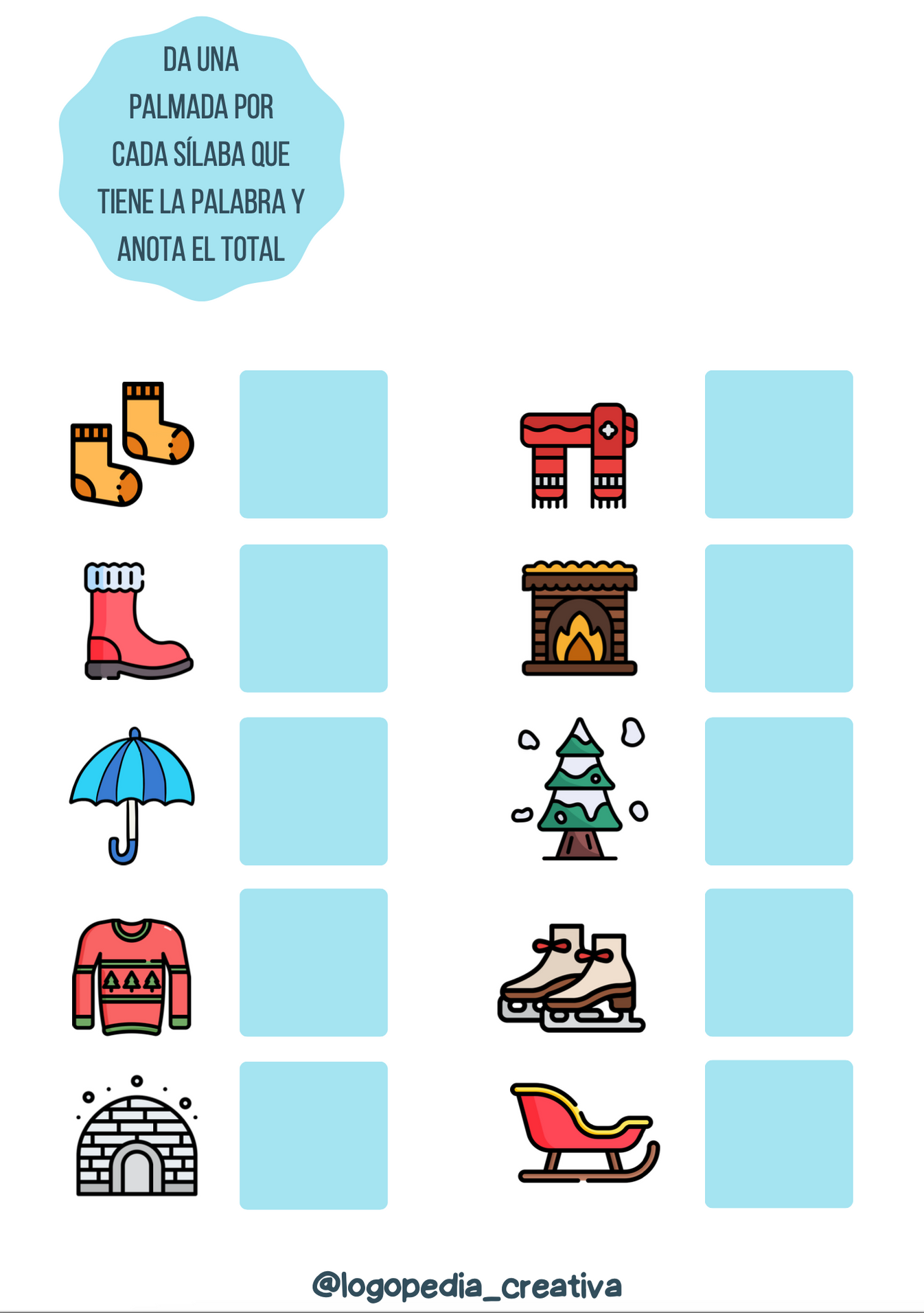 Mini cuaderno actividades temática invierno – Logopedia Creativa