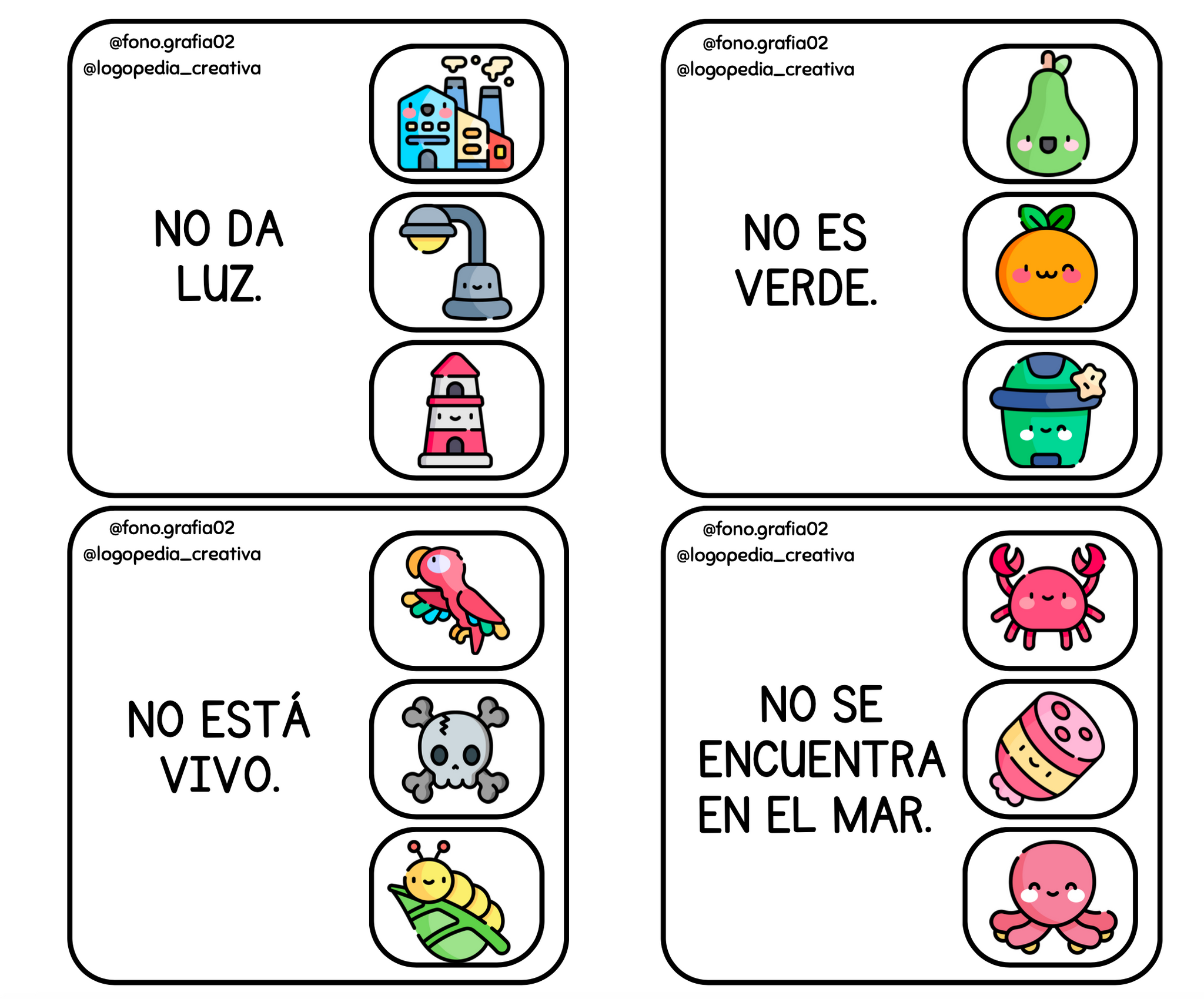 Comprensión de frases afirmativas y negativas – Logopedia Creativa