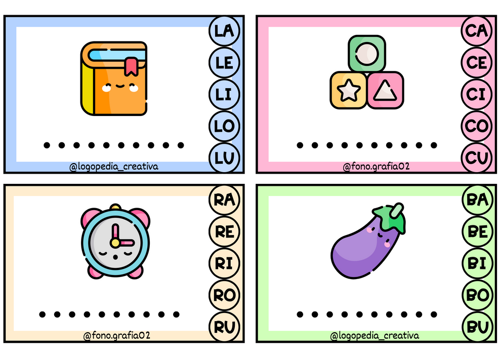 Tarjetas sílaba inicial – Logopedia Creativa